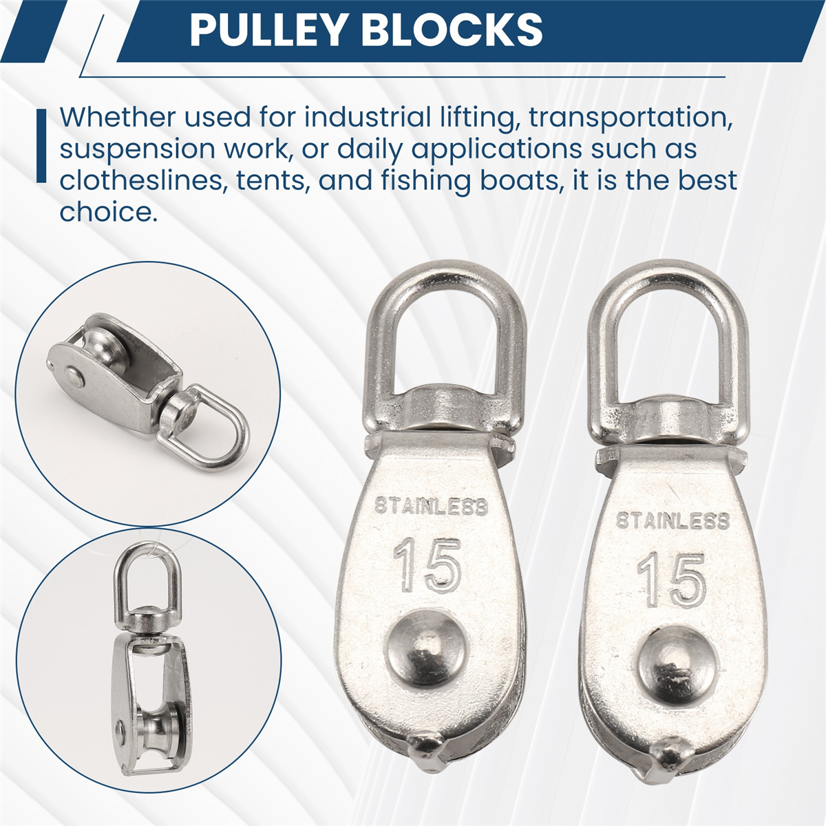 Pulley 304 Stainless Steel Single Pulley Block M20,2Pack on OnBuy