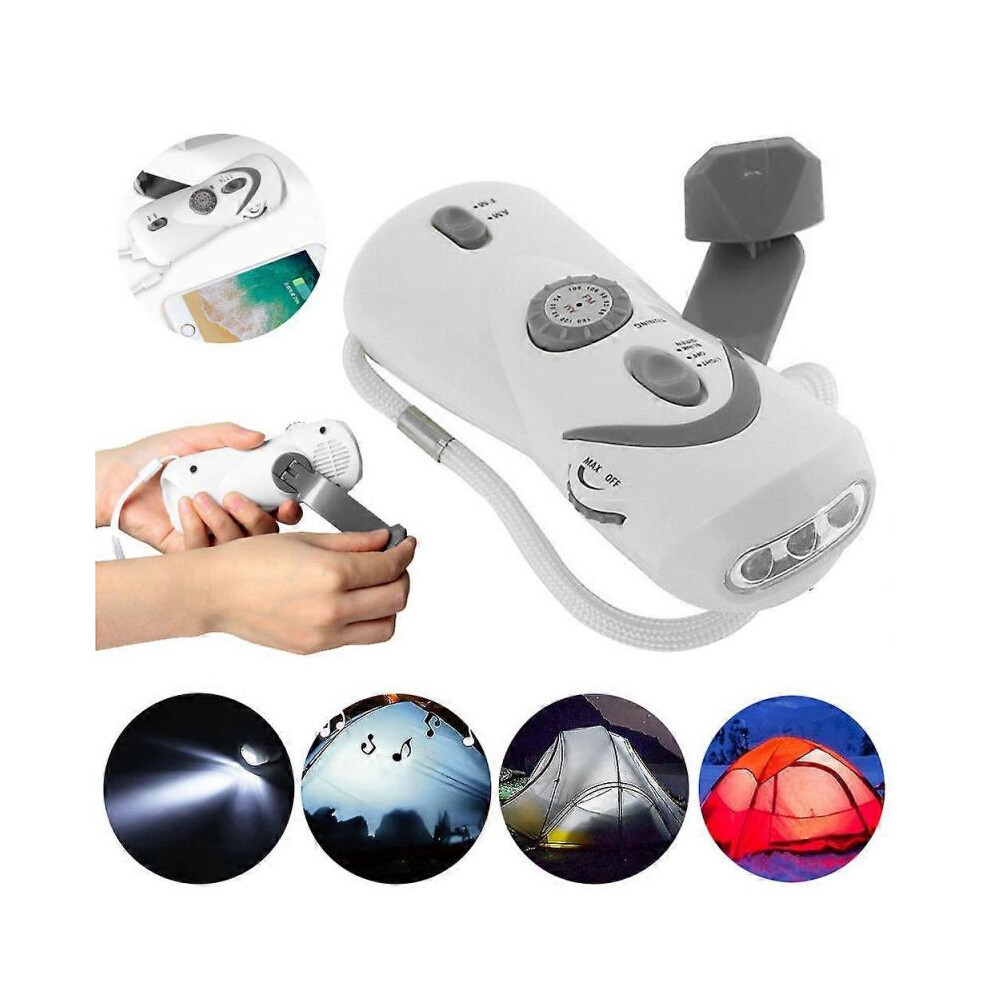 Crank Dynamo Emergency Led Flashlight Fm/am Radio Hand-cranked Mobile ...