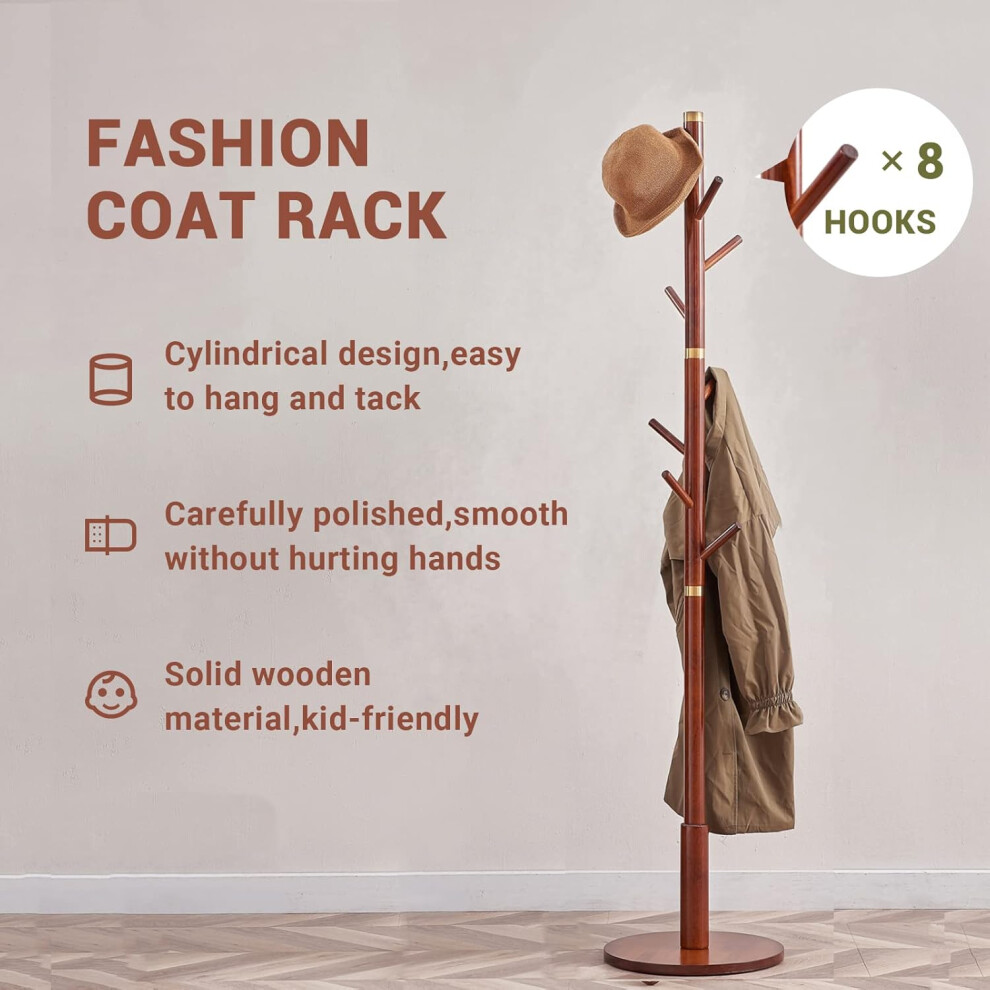 Frestanding Coat Rack with 8 Hooks for Coats and Bags Sturdy and Easy ...