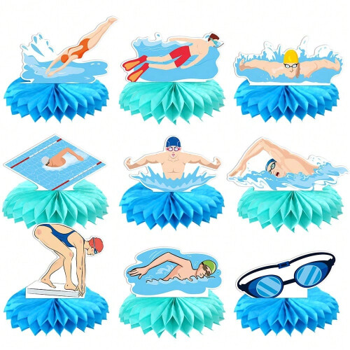 (9-piece swimming honeycomb, Y-00560, 1 set/pack) Swimming theme ...