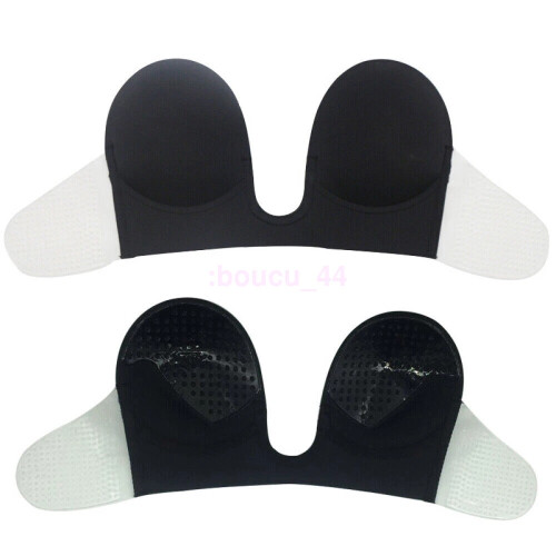 (Black Ladies Deep U push up bra with self-adhesive wings, C) Women ...
