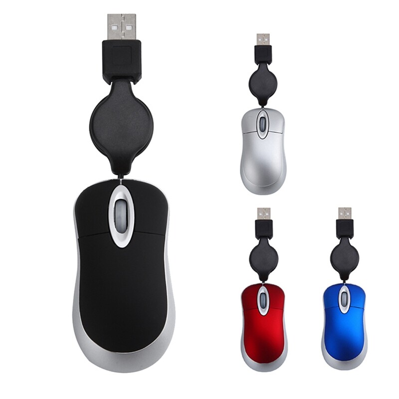 Mini USB Wired Mouse Retractable Cable Tiny Small on OnBuy