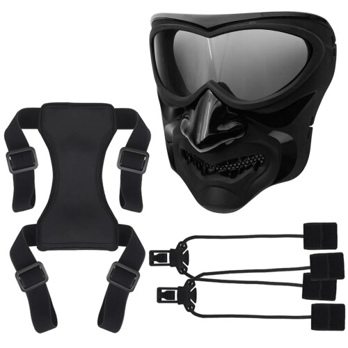 Halloween Cosplay Face Mask Tactical Night Knight HalfFace Cyberpunk ...