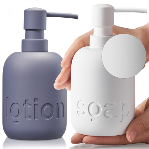 COZYA Soap and Lotion Dispenser Set. 2x 260ml Polyresin Soap Dispensers ...