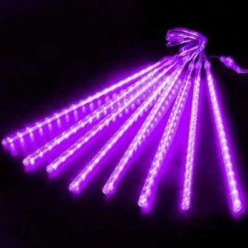 (Pink purple, Plug-in type 80cm 10 patches) LED meteor shower light ...