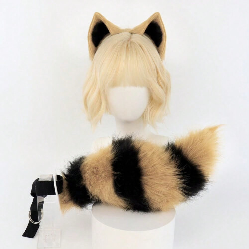 (Yellow and black suit) Beast tail animal ears fox tail cos Lingna ...