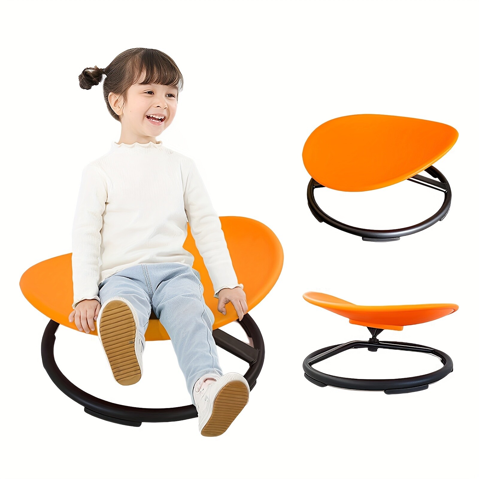 (Orange) Sensory Rotating Chair, Autistic Kids 3 Sensory Swivel ...