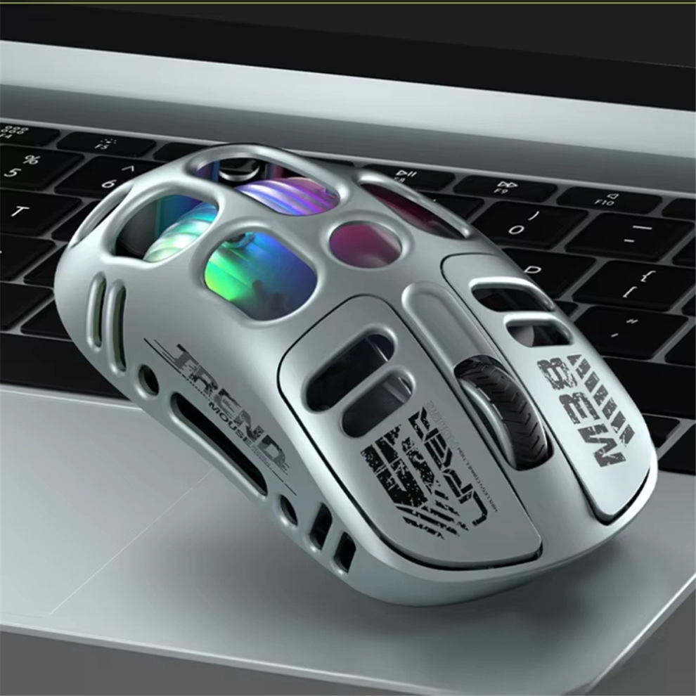 Mouse gamer sem fio Bluetooth Hollow com modo duplo e luz de fundo ...