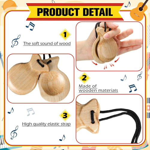 4 castañuelas españolas tradicionales de flamenco para principiantes (B ...