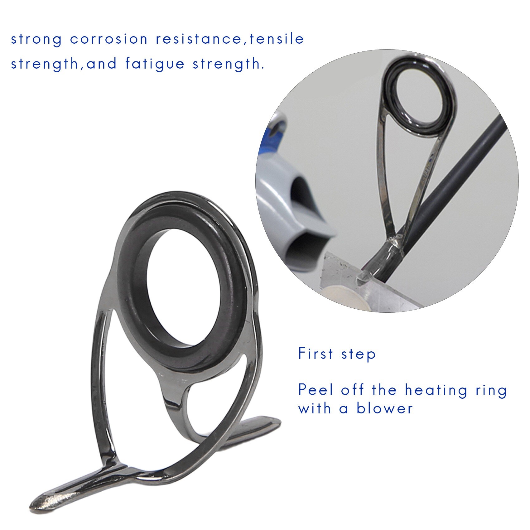 7Pcs/Set Fishing Rod Guides Tip Fish 5-18Mm Dia Pole Repair Kit Set on ...