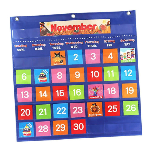 School Pocket Calendar Calendar Pocket Chart School Supplies with ...