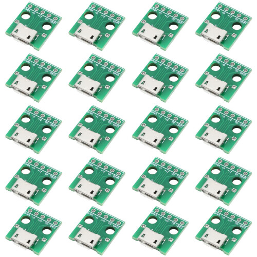20pcs 5 Pin 2.54mm USB Micro Female to DIP Adapter Board for DIY USB ...