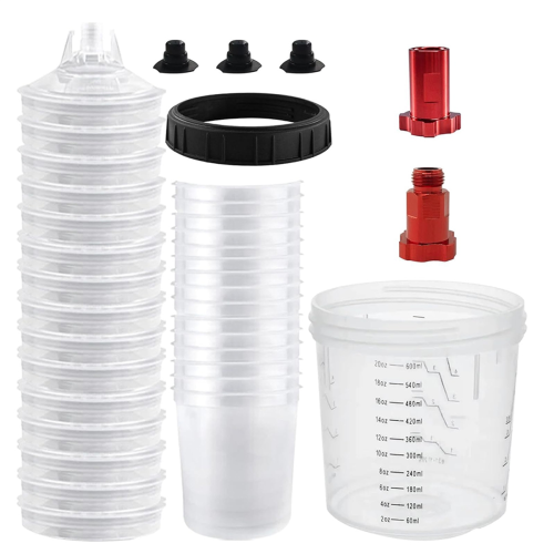 Paint Cups for Automotive Paint, HVLP Paint Mixing Cups (600ml) Kit on ...