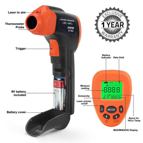 Non-Contact Digital Infrared Thermometer BTMETER 980G High Infrared ...