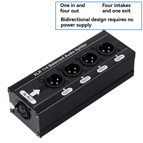 XLR 1x4 Balanced Audio Splitter 1 in 4 Out 3 Pin XLR Audio Splitter on ...