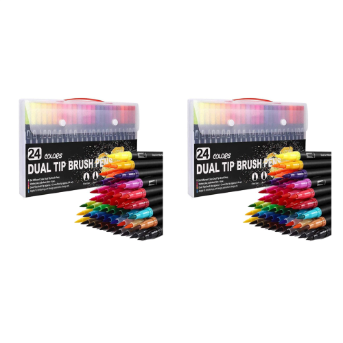 Colouring Pens 48 Colours Dual Brush Pens Felt Tip Pens Art Books on OnBuy