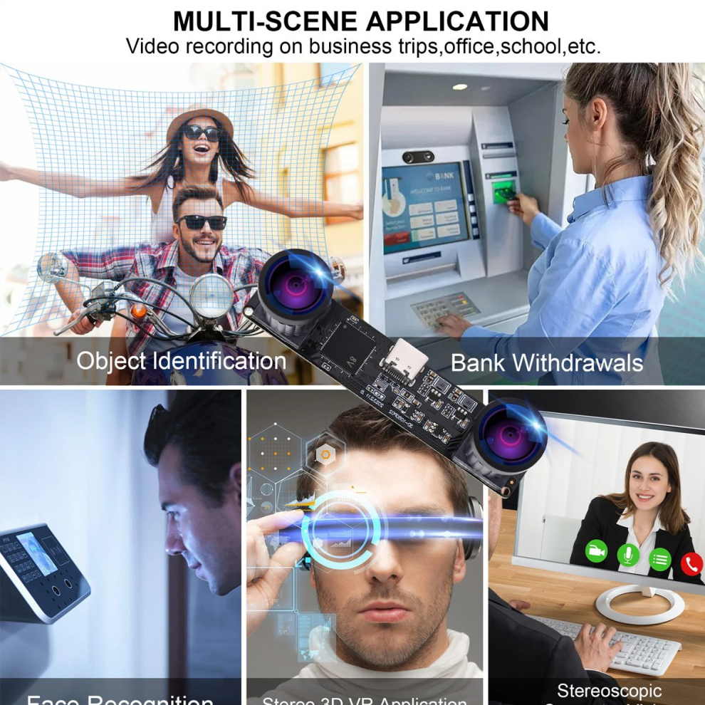 Caméra USB VR stéréo 3D synchrone 3840 x 1080p 4 MP 60 ips Mini Dual ...