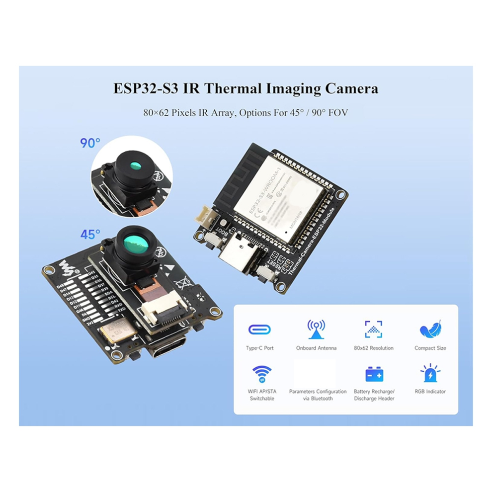 ESP32-S3 IR-Wärmebildkameramodul, ausgestattet mit ESP32-S3-WROOM on OnBuy