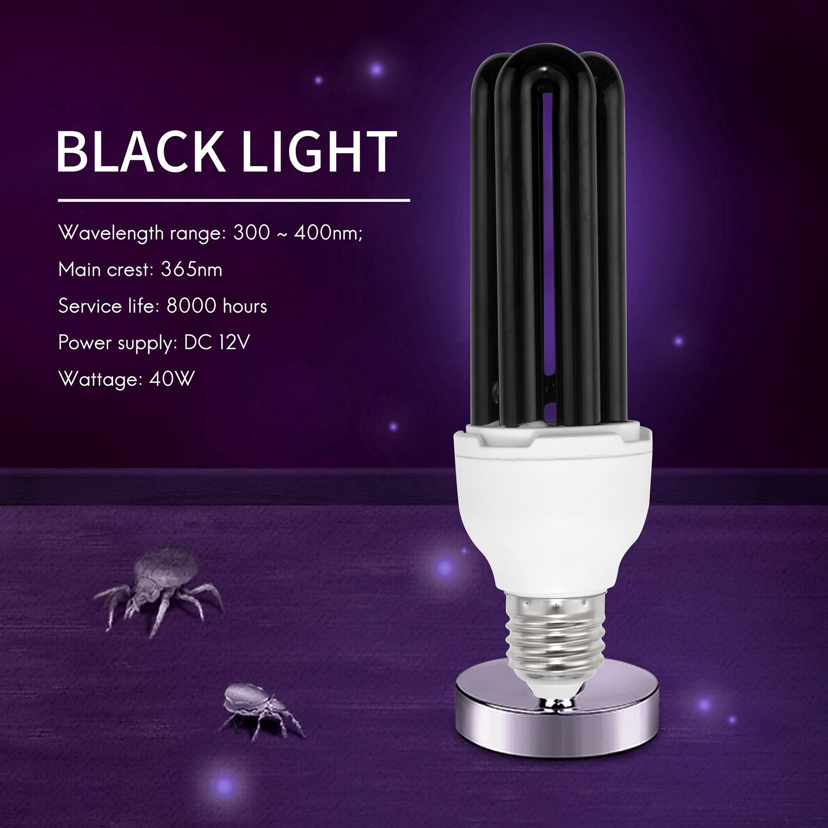 E27 40W UV Lamp 220V Shape:Straight Wattage Voltage:40W DC 12V on OnBuy