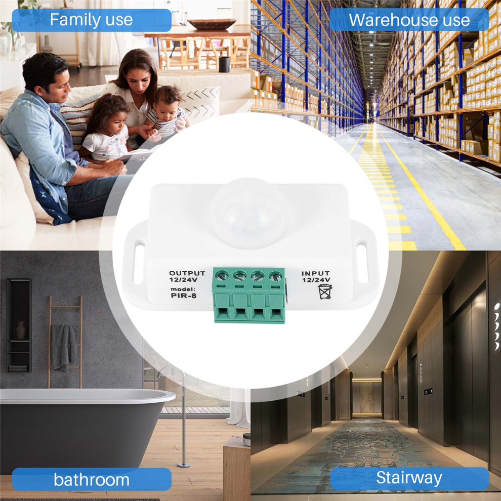 DC 12V 24V PIR Motion Sensor Function Controller White for LED Strips ...