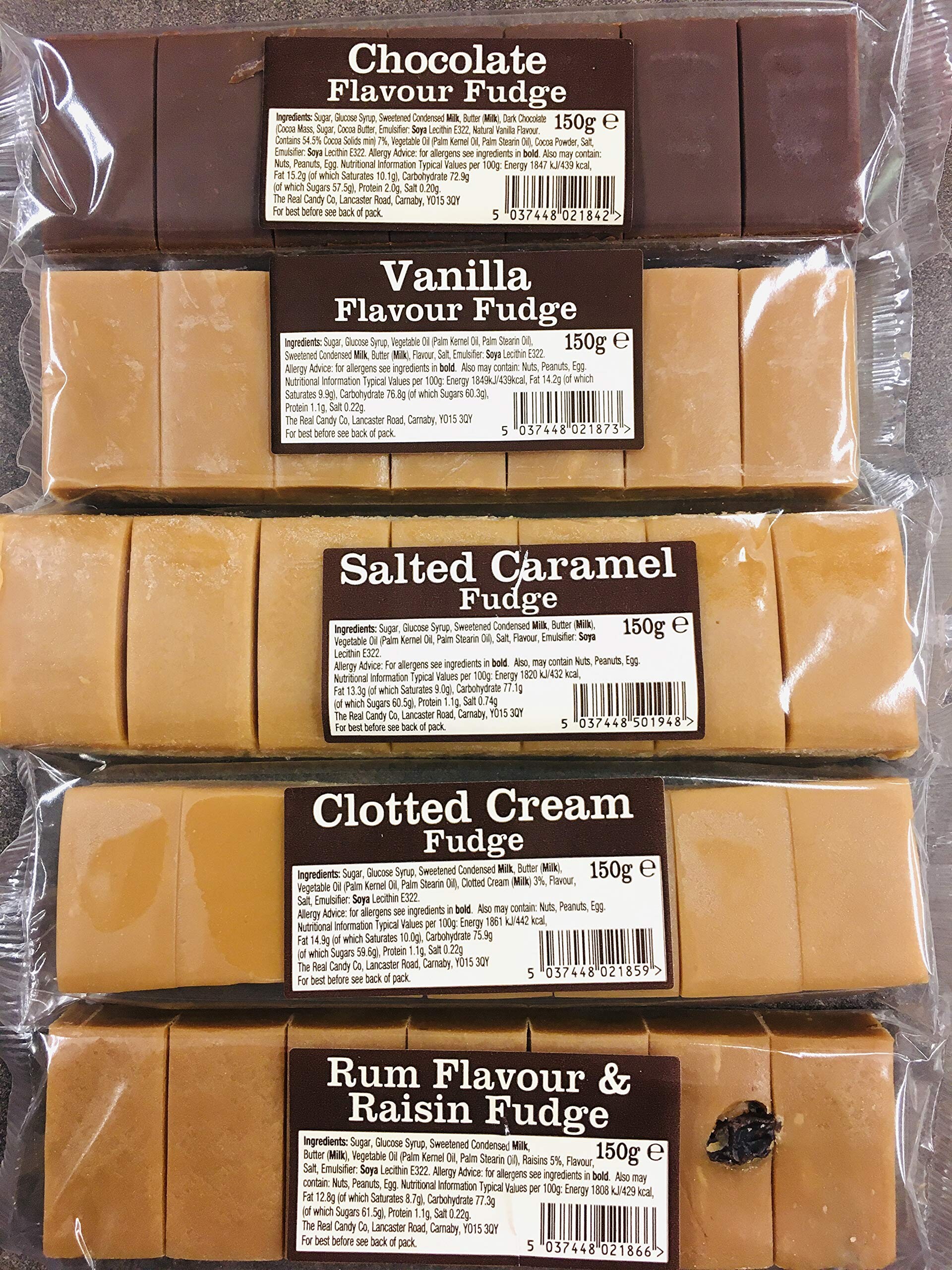 Fudge Bar Gift Set (5 Pack of 130g each) - Vanilla - Chocolate - Salted ...