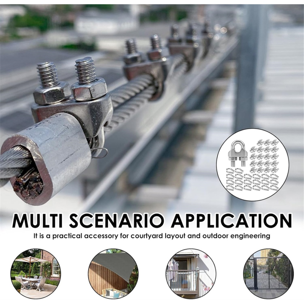 20 Serre-Câbles M6, en Acier Inoxydable, Cosse de Câble, Boulon U, Fix ...