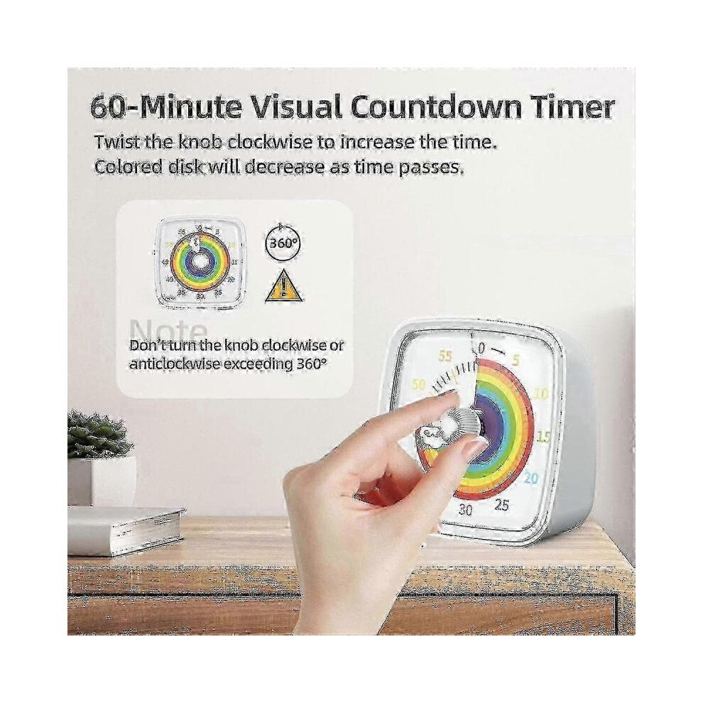 (Blue Rainbow) 60 Minute Visual Timer with Night Light, Countdown ...