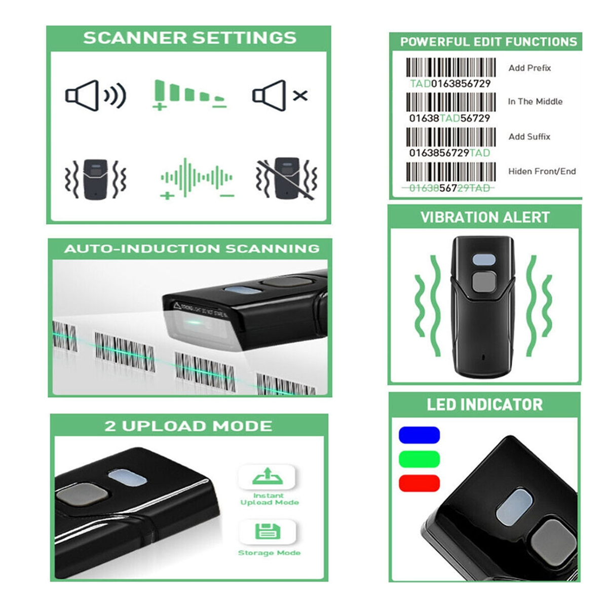 Scanner de codes-barres 2D sans fil compatible Bluetooth Mini on OnBuy
