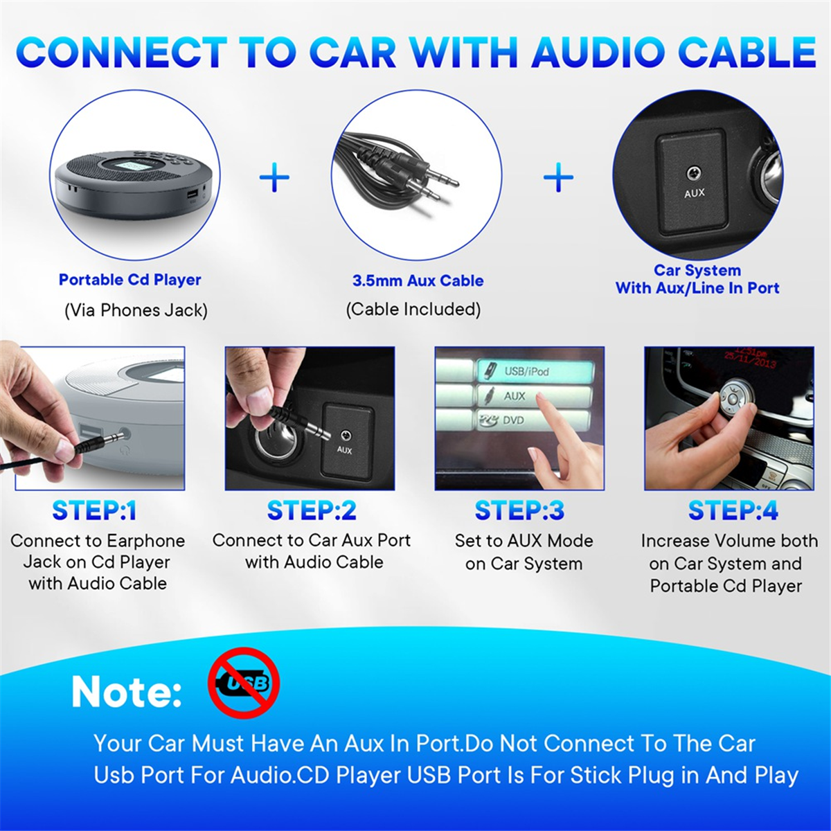 Lecteur CD portable Bluetooth Discman rechargeable on OnBuy