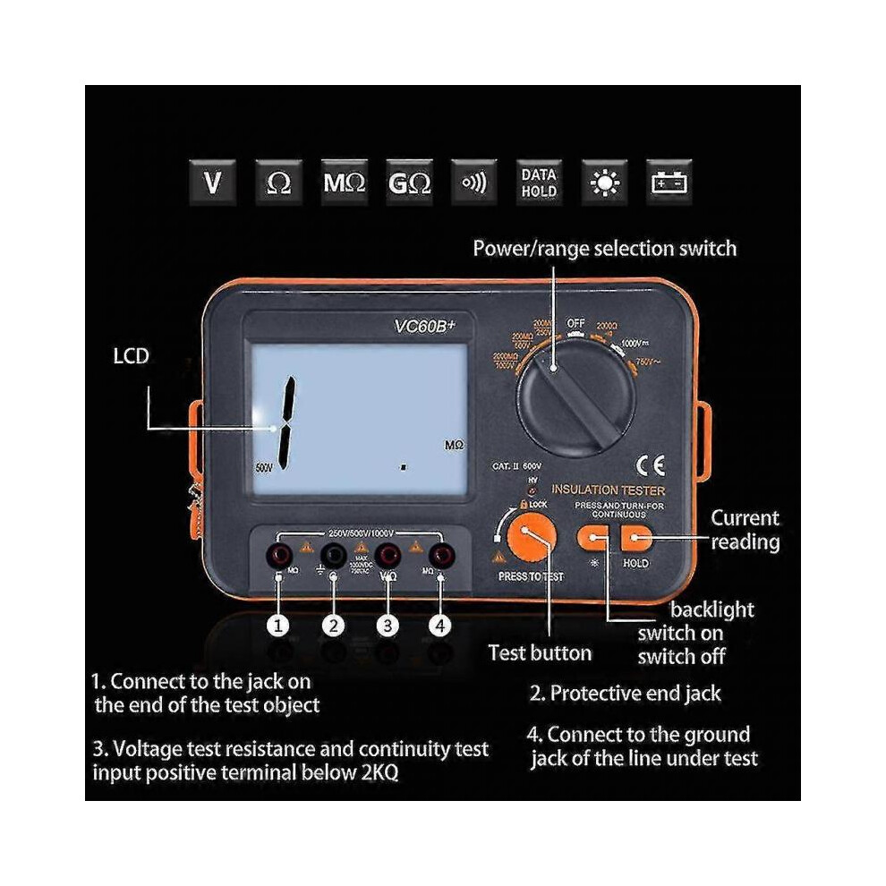 Digital Insulation Resistance Tester Megger Megohm Meter 250v 500v ...