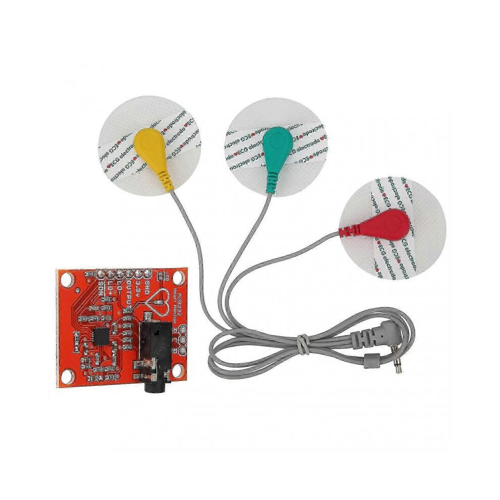 ECG Sensor Kit AD8232 Module Heart Rate Monitor with Electrode Line DC3 ...