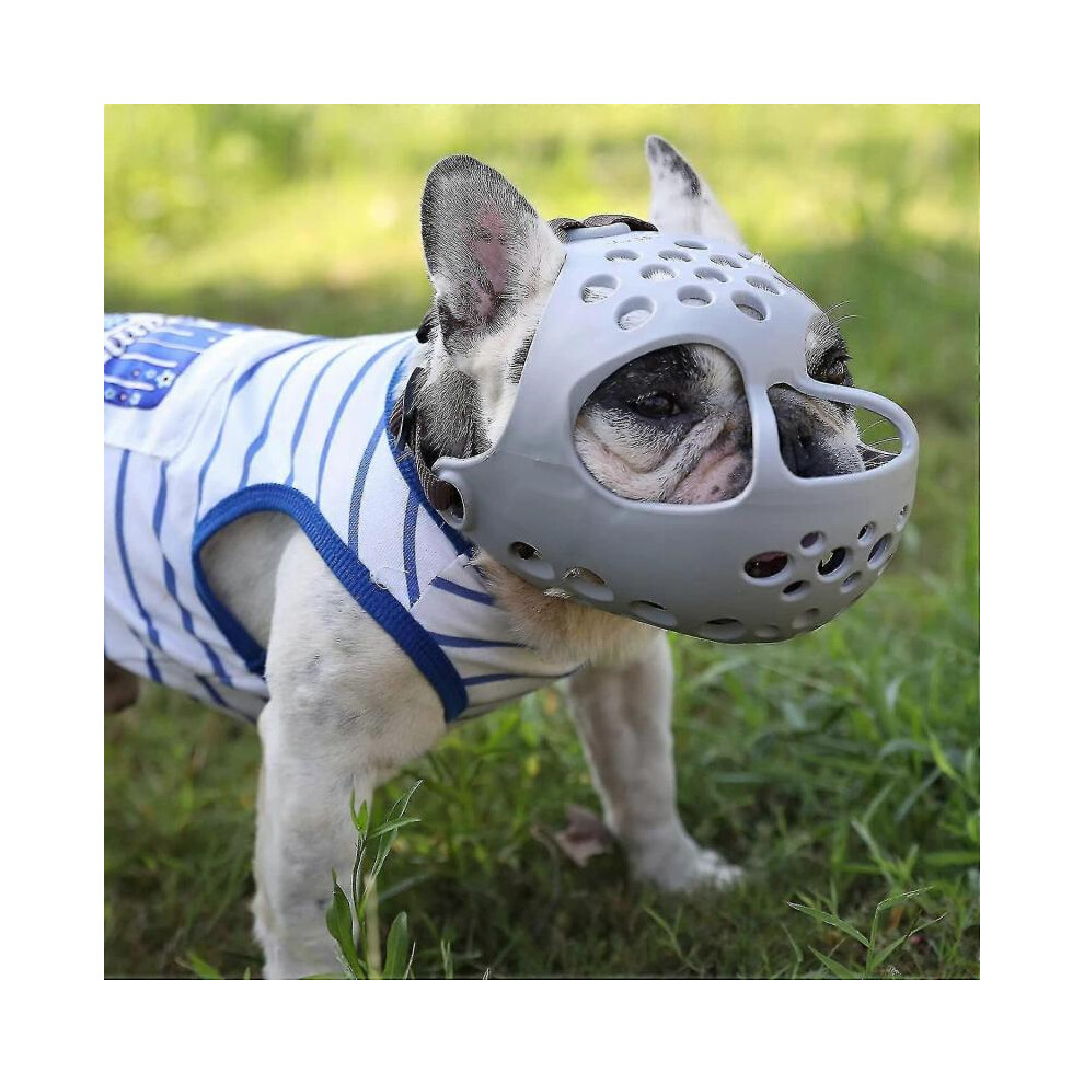 (S, Grey) Soft Silicone Dog Muzzle For Short Snout Dogs,ideal For Flat ...