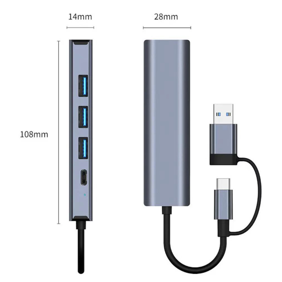 USB-C-Hub USB-A-Multiport-Adapter Ethernet RJ45-Dockingstation on OnBuy