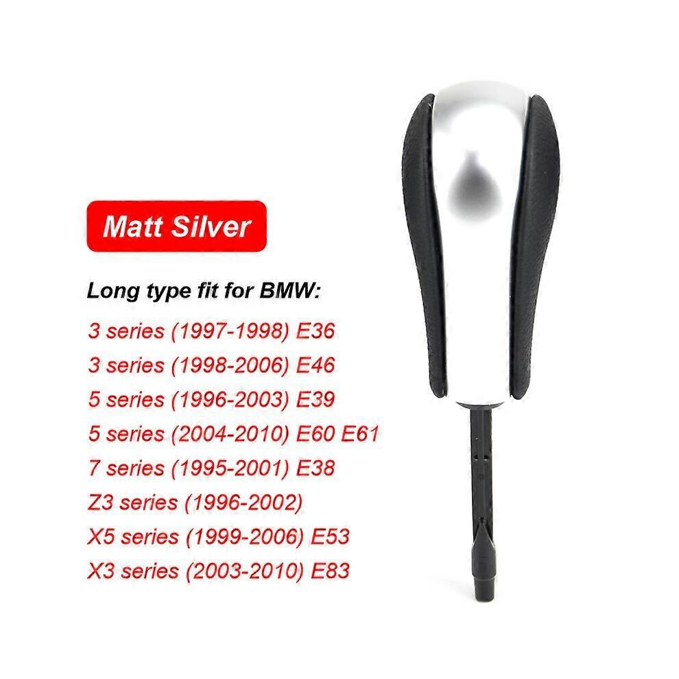 (Matt Silver-Long)Automatic Car Gear Shift Knob For BMW E39 E46 E53 E60 E61 E63 E64 E81 E82 E87 ...