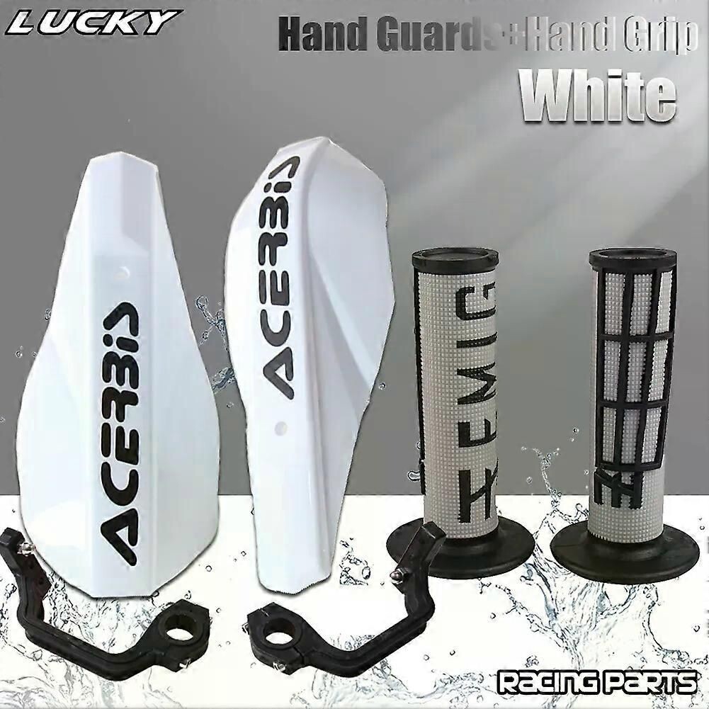 (White Set)Motorcycle Hand Guards Handlebar Protector Grips EMIG Grip ...