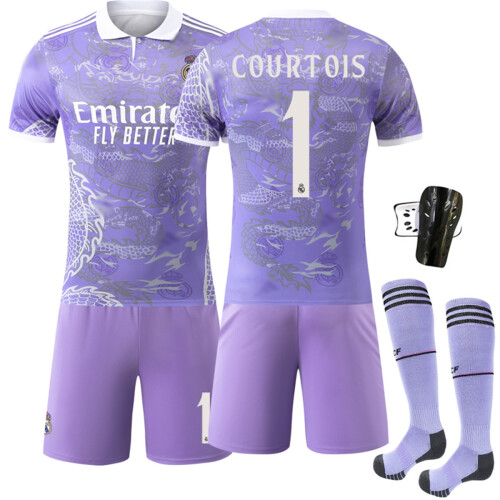 (COURTOIS 1C, S) 25-26 Real Madrid dragon pattern in Purple Adults Kids ...