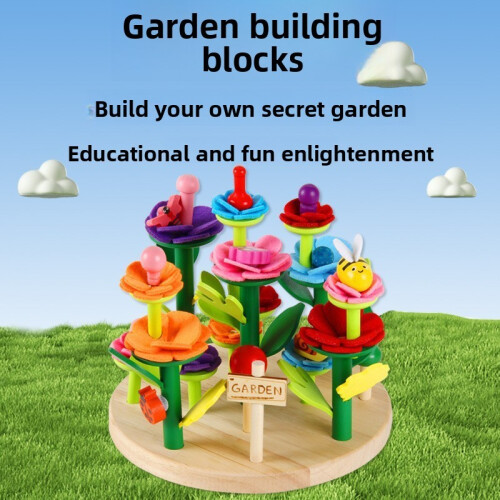 (Plant) Kids Stacking Wooden Blocks With Potted Plants Dinosaurs ...