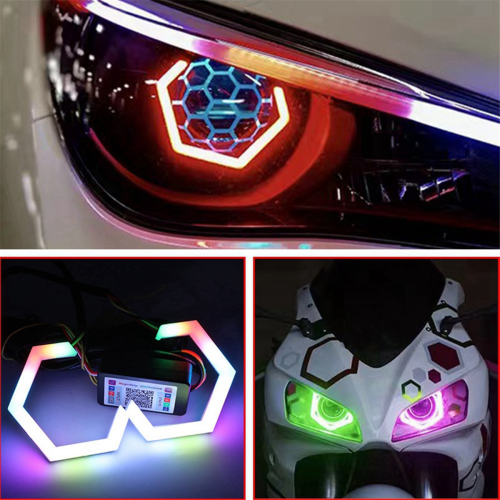 2PCS RGB Angel Eyes Halo Rings Turn Signal Bluetooth APP Control 90Mm ...