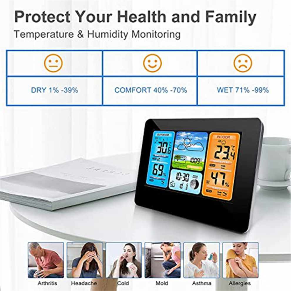 Station météo sans fil avec thermomètre et baromètre intérieur et ...