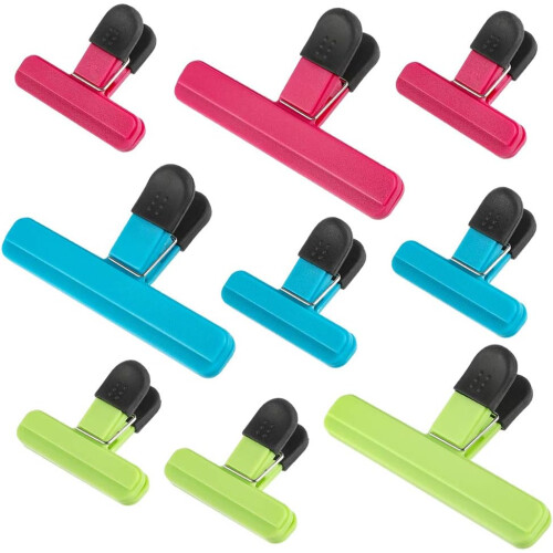 9 Pack Large Chip Bag Clips Assorted Sizes Food Bag Clips Plastic Heavy ...