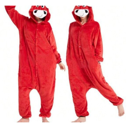 (Red Bull, S) Cartoon one-piece pajamas for men and women Halloween ...