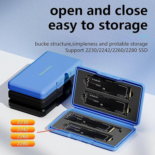 (blue) Ssd Portable Carrying Case For M.2 Sata Nvme Pcie Solid Disk ...