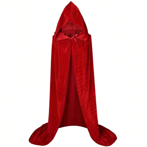 (Red, 170cm-66.9inch) Christmas Velvet Halloween Grim Reaper Cloak long ...