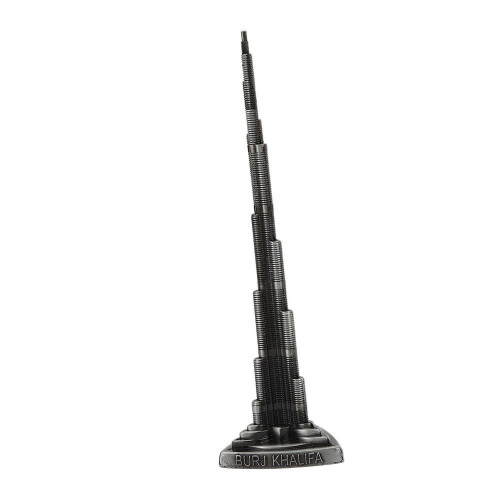 (18cm/7.09in) Burj Khalifa Tower Model Gray Alloy Miniature Dubai Tower ...