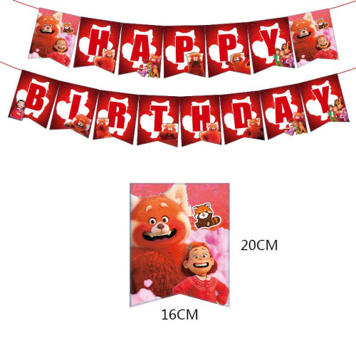 (Banner 1pcs) Red Turning Birthday Party Cartoon Decorations Banners ...