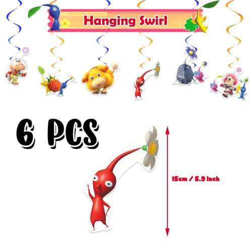 (Hanging) Birthday Themed Pikmin Party Supplies Decoration Set Balloons ...