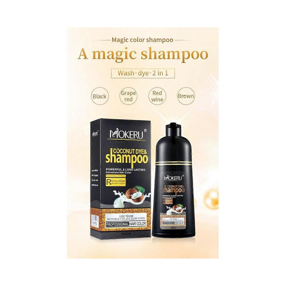 (Dark brown) Hair Color Shampoo Coconut Hair Dye Shampoo Hair Instant ...