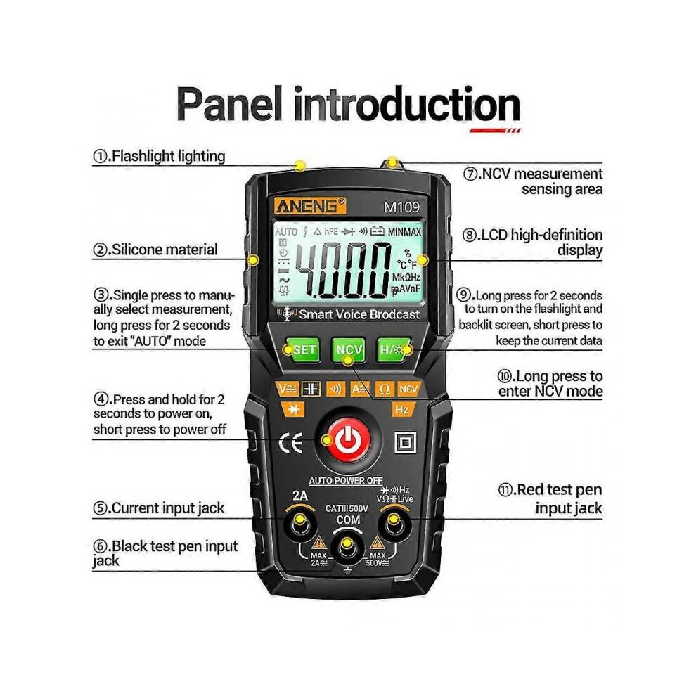 (Red) Digital Multimeter Lcd-display Ac/dc Voltage Capacitance Ohms ...