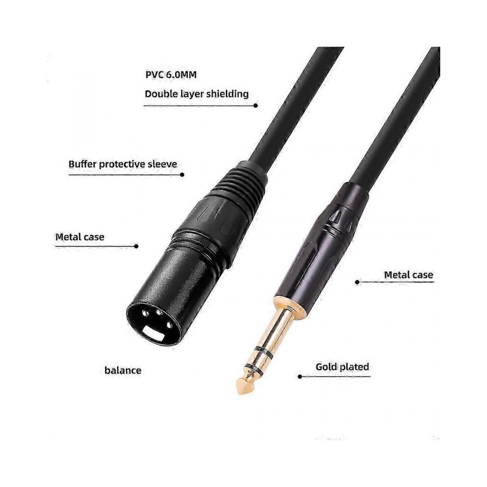 6.35mm 1/4 Inch Balanced Cable to XLR Male 3Pin Connector Cord TRS To ...