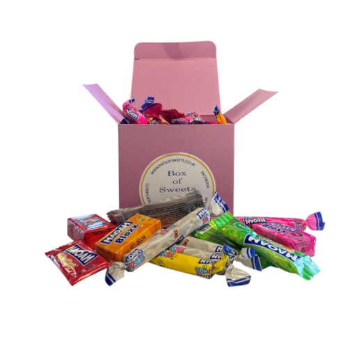 300g Rose Pink Box of Maoam Joystix, Bloxs, Strips Fruit Chews Sweets ...